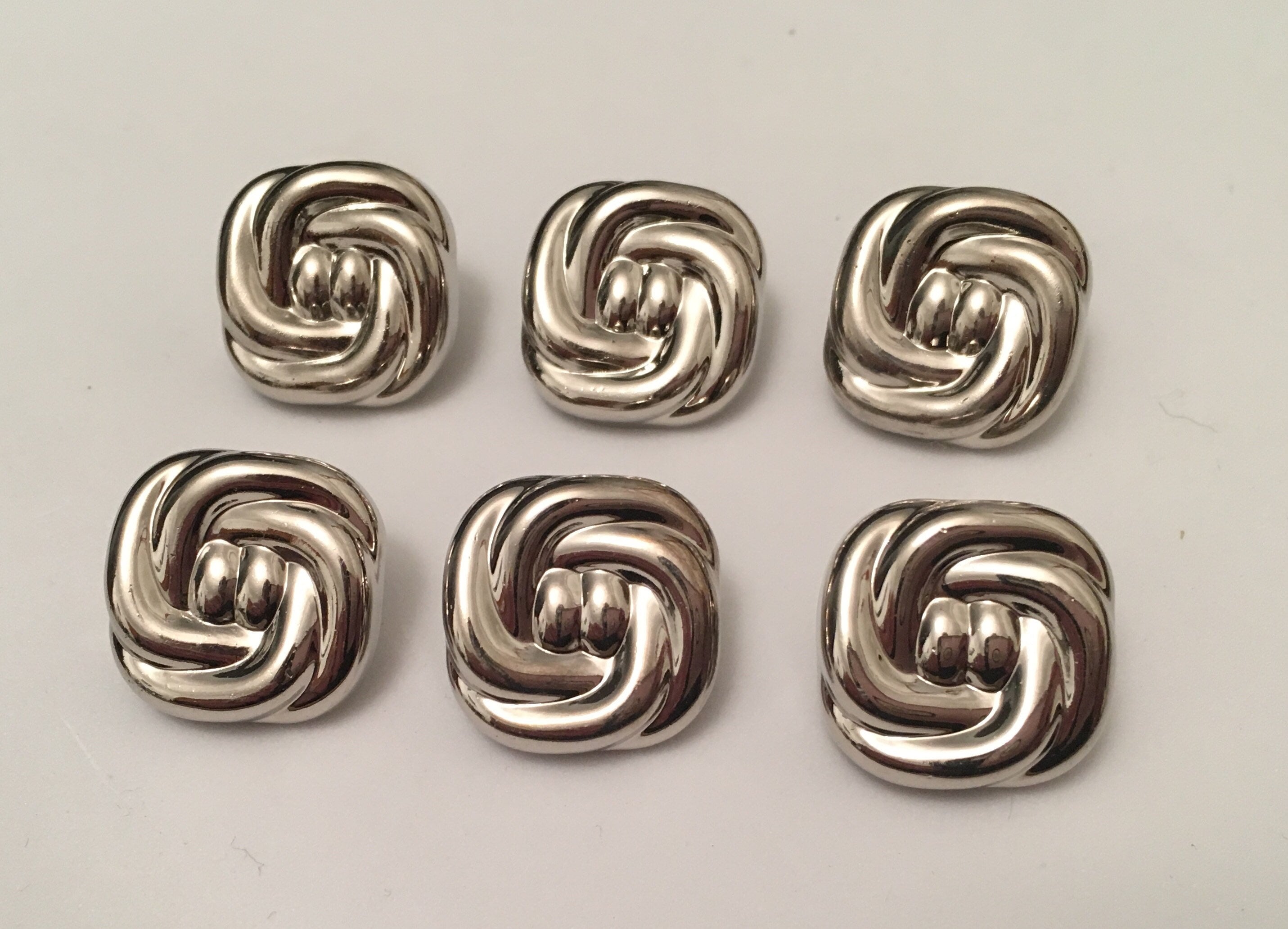 Silver medium button with knot design button plastic sewing | Etsy