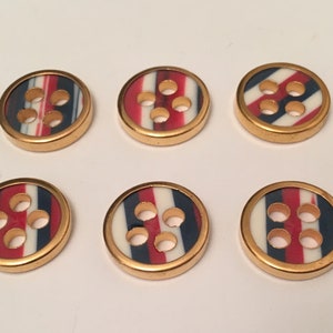 Gold Edge Medium Button, Sewing Button With Stripe Design Button in Red ...
