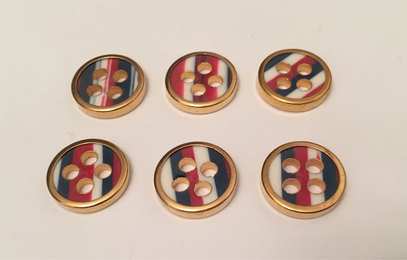 Gold Edge Medium Button Sewing Button With Stripe Design | Etsy