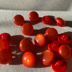 Small Red Coral Buttons With Pearl Sheen Design 1/2” Domed Top Button ...