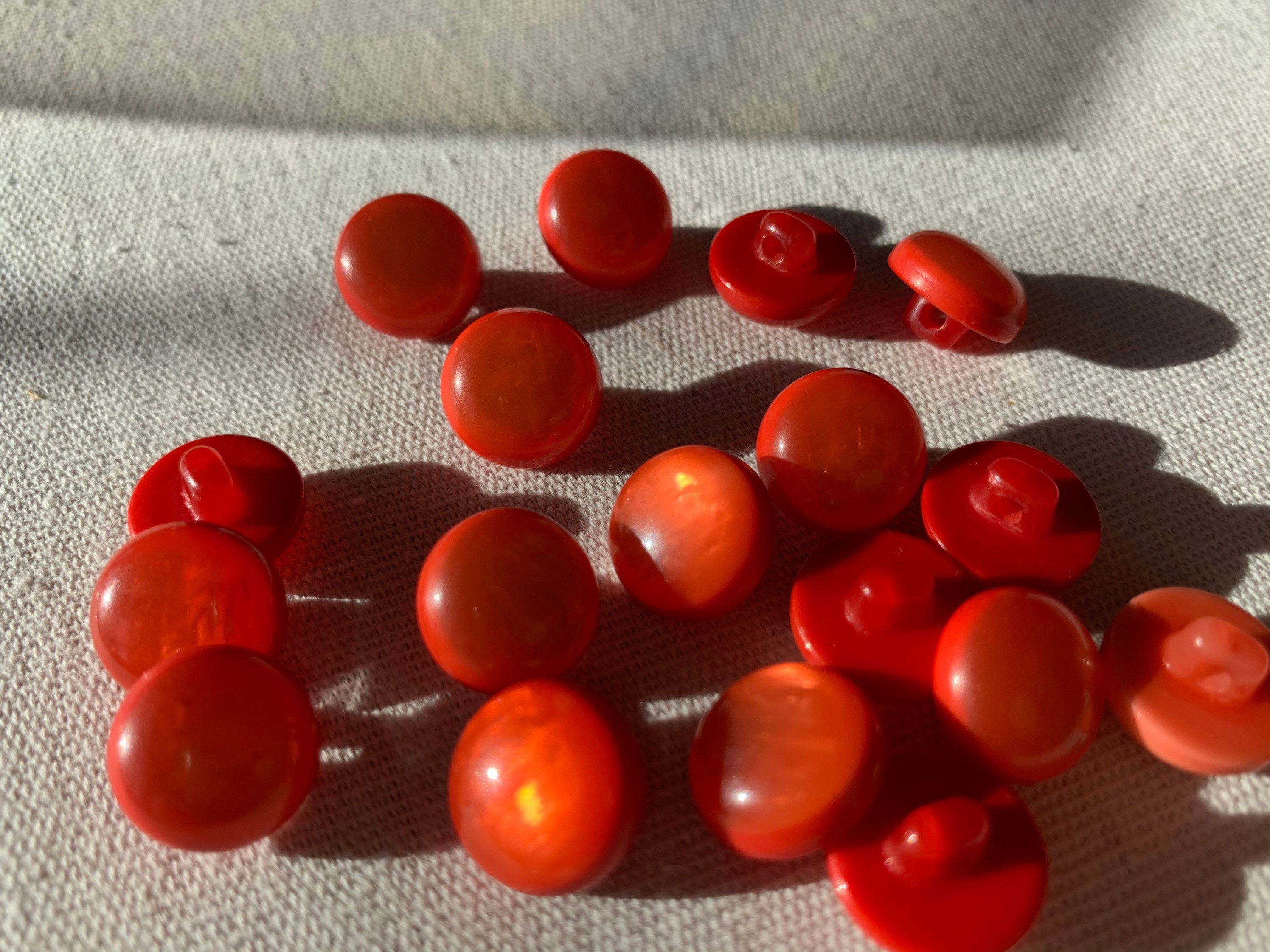 Small red coral buttons with pearl sheen design 1/2 domed top | Etsy