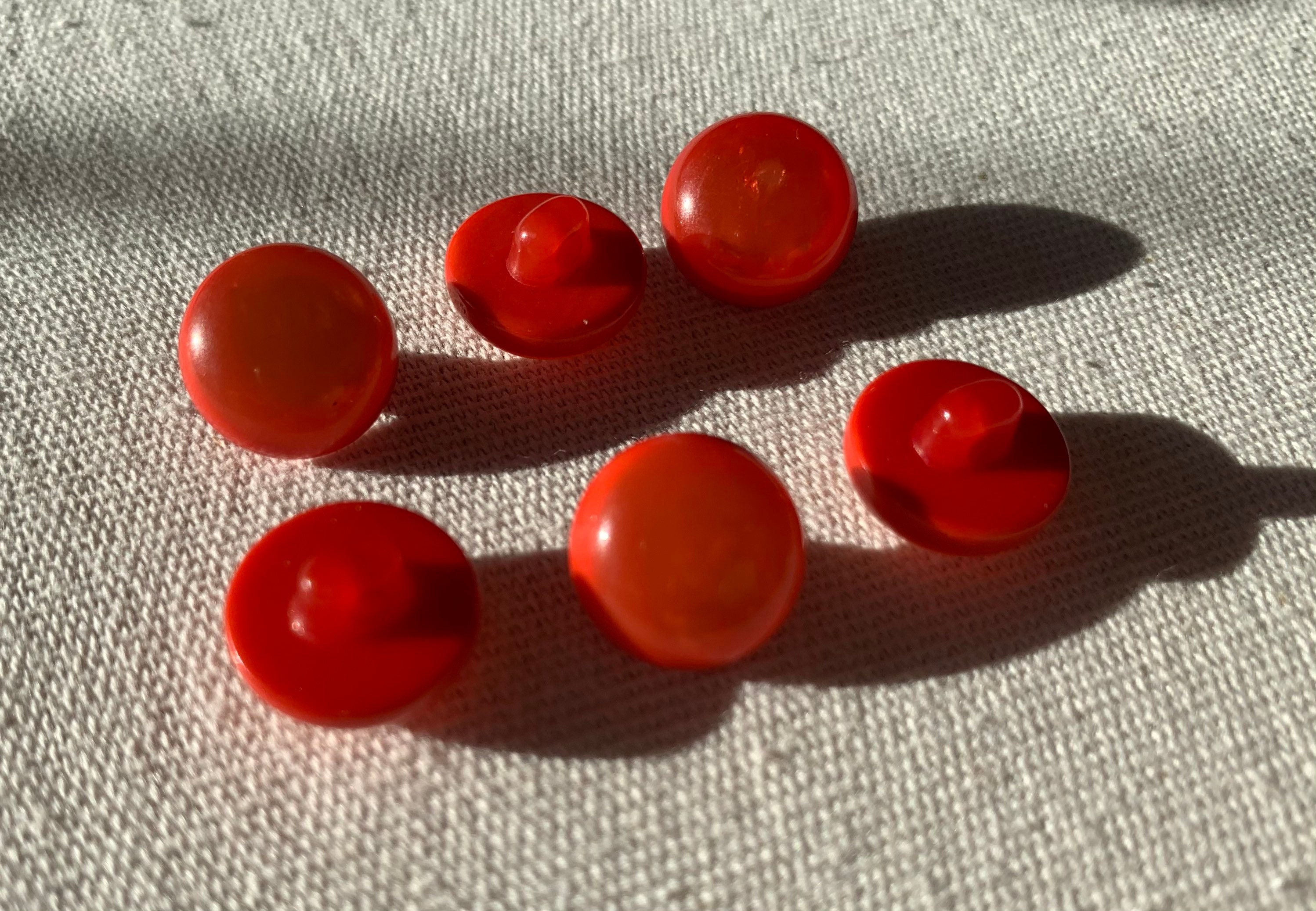 Small red coral buttons with pearl sheen design 1/2 domed top | Etsy