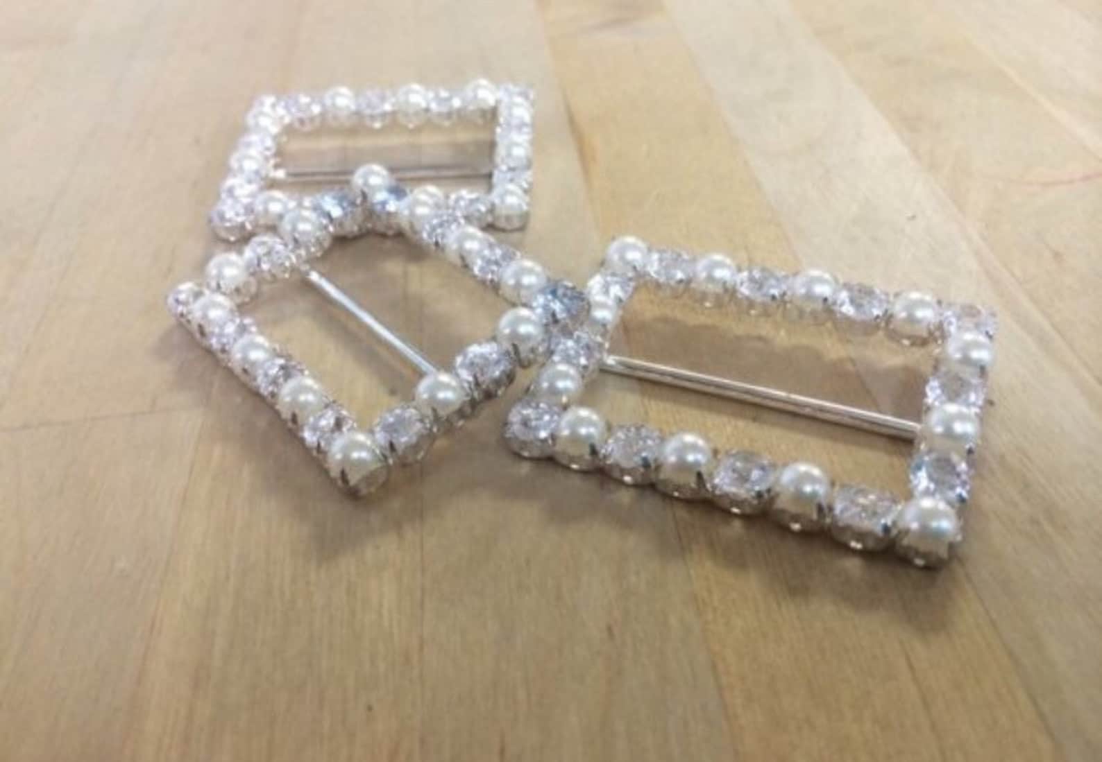 Rhinestone Buckles Rhinestone Pearl Buckle Slider With | Etsy