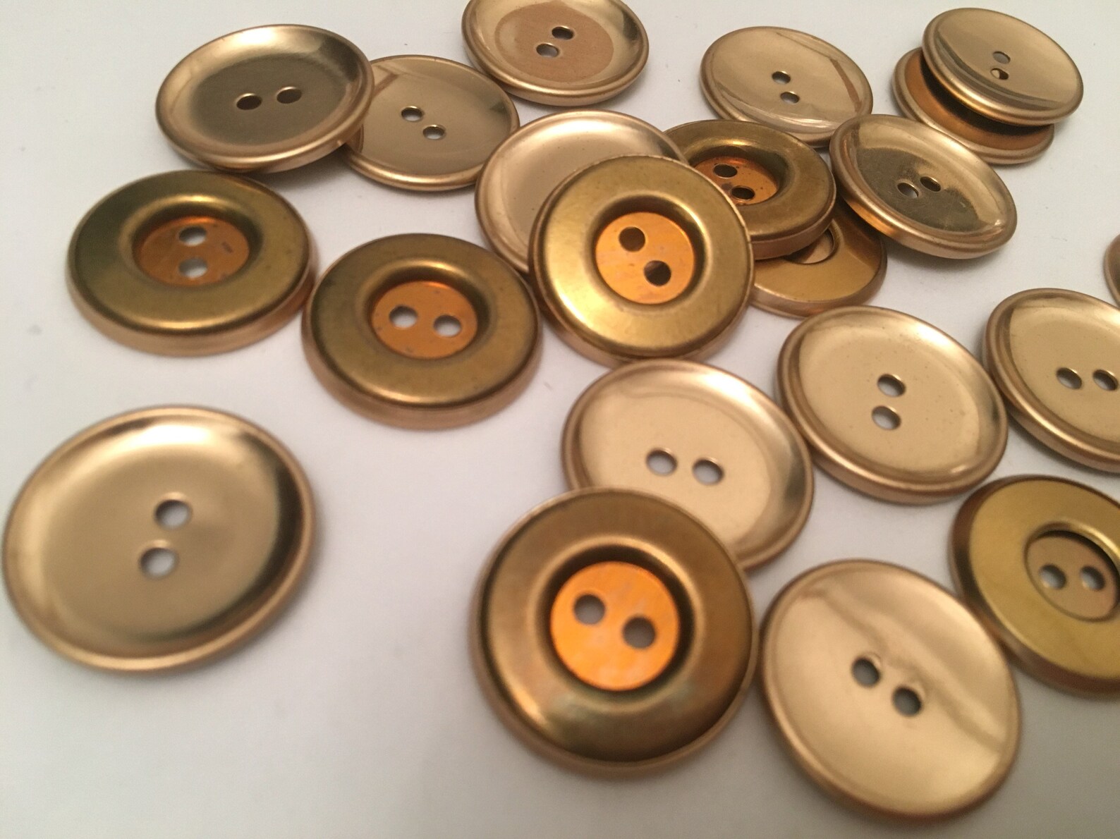 Gold Medium Button Sew Through Button Metal Sewing Buttons | Etsy