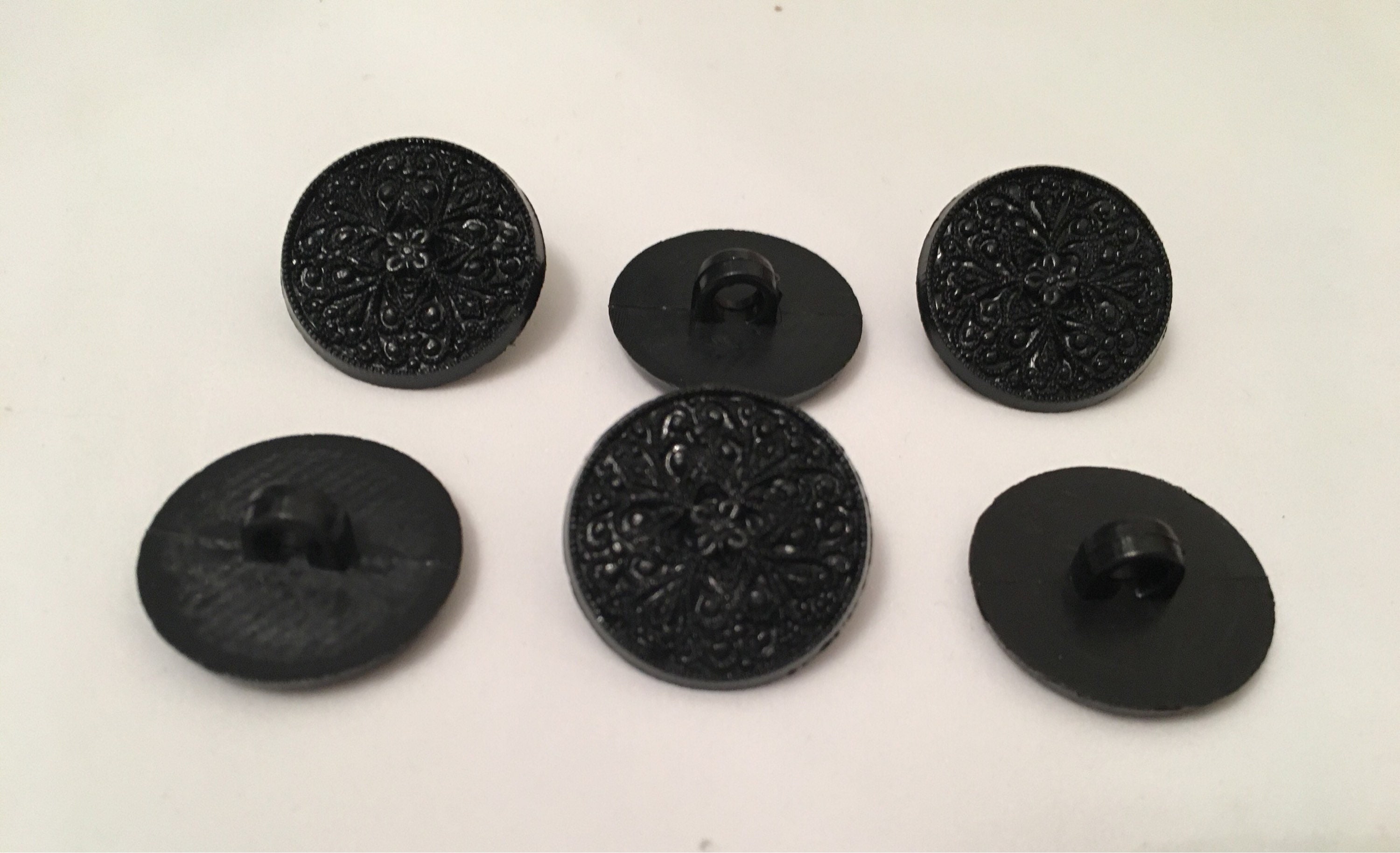 Small Black Sewing Buttons Plastic Sewing Buttons With Center Art Deco ...