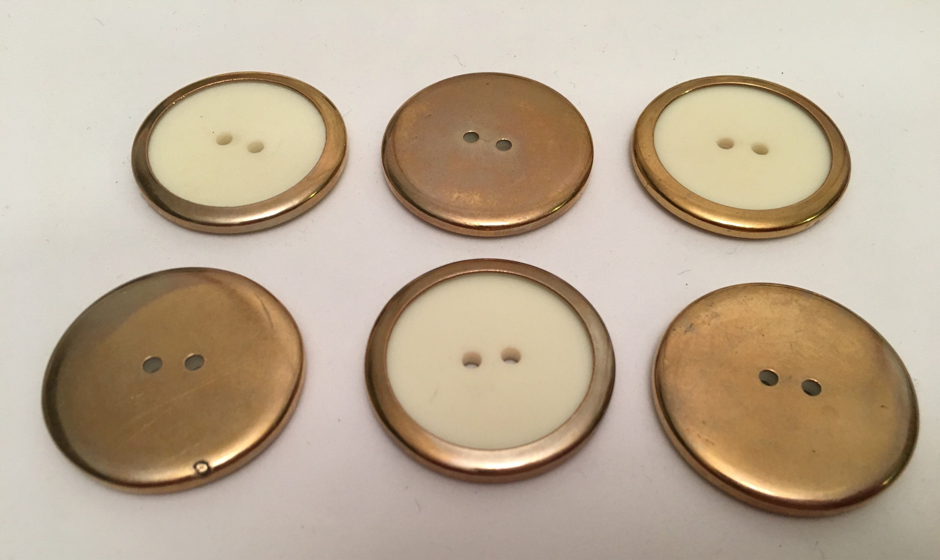 Gold Medium Button With Ivory Center Design Buttons Plastic Sewing ...