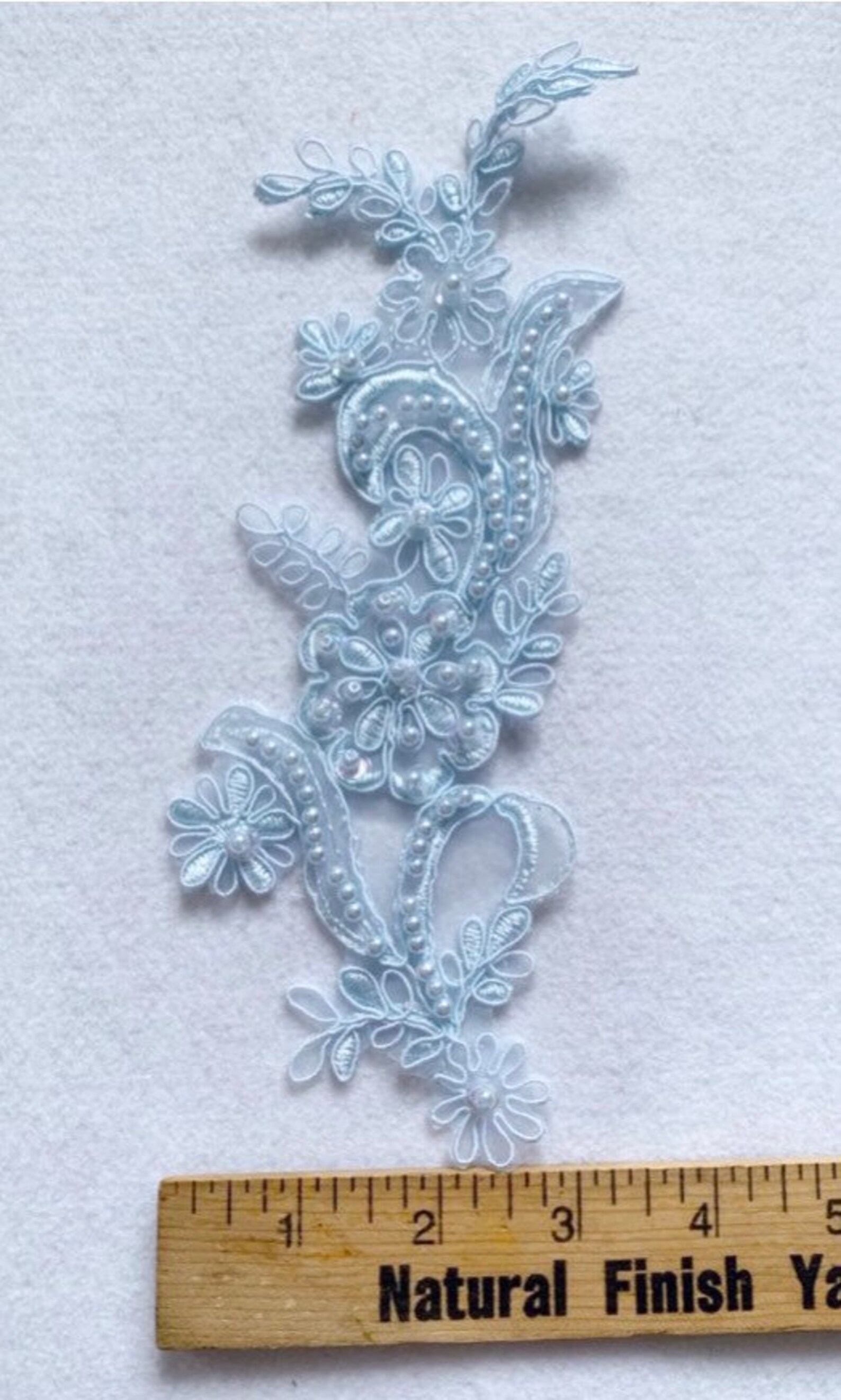 Light Blue Beaded Applique Beaded Applique Lace Pair for | Etsy