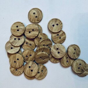 24 Small Natural Wood Tan Brown Faux Wood Buttons 18 Mm 3/4 Inch Sewing ...