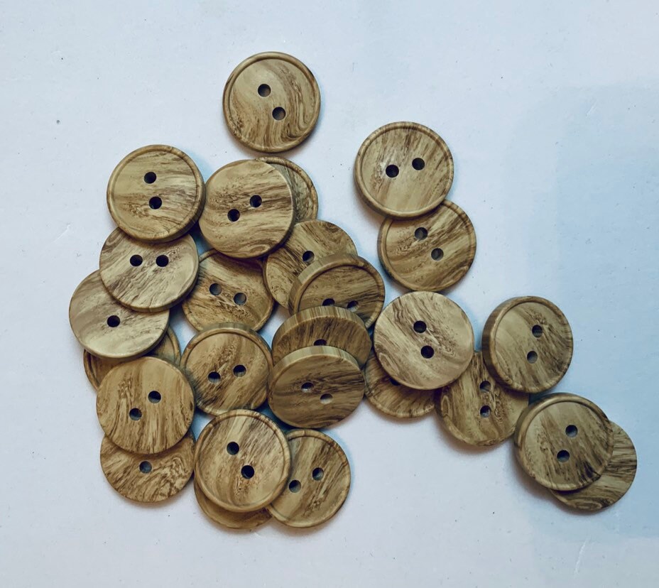 Small Natural Wood Tan Brown Faux Wood Buttons 18 Mm 3/4 Inch Sewing ...