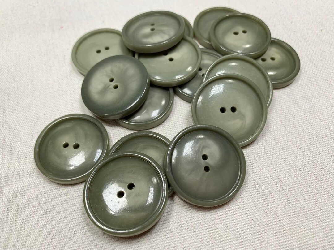 Large Olive Green Toned Colored Buttons Sewing Buttons, 1 7/8” 6 ...