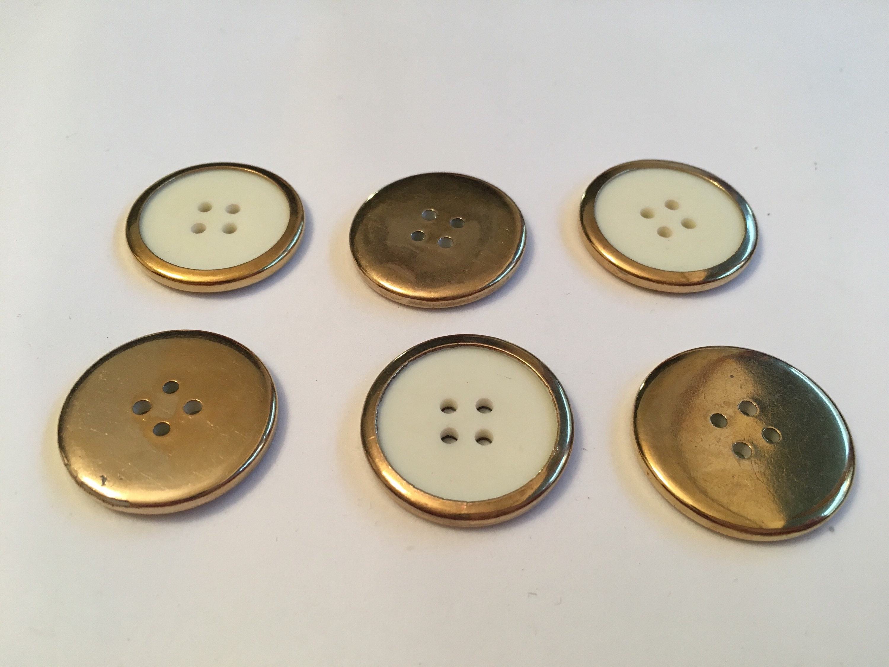 Gold Medium Button With Ivory Center Design Buttons Plastic - Etsy