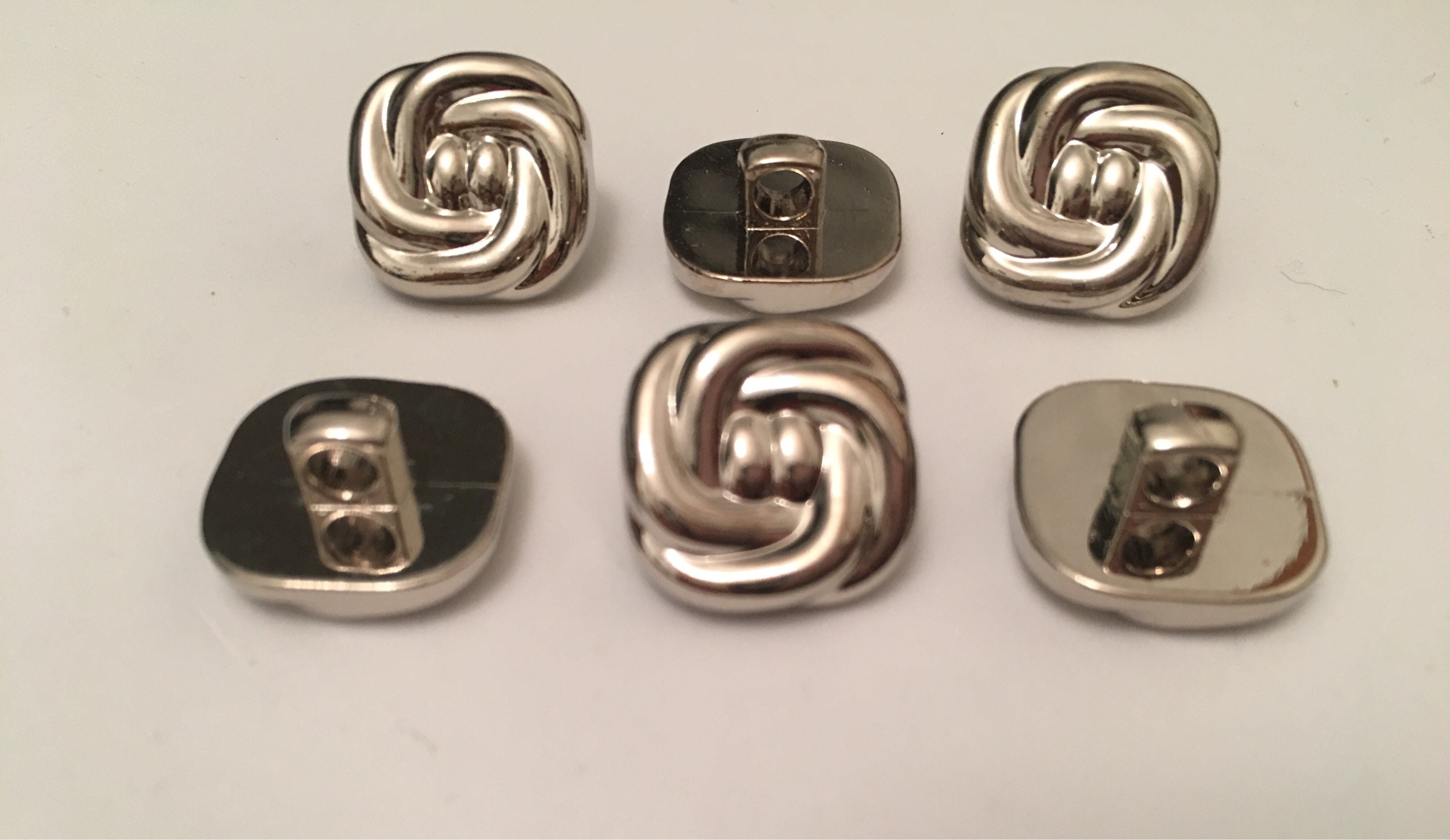 Silver medium button with knot design button plastic sewing | Etsy