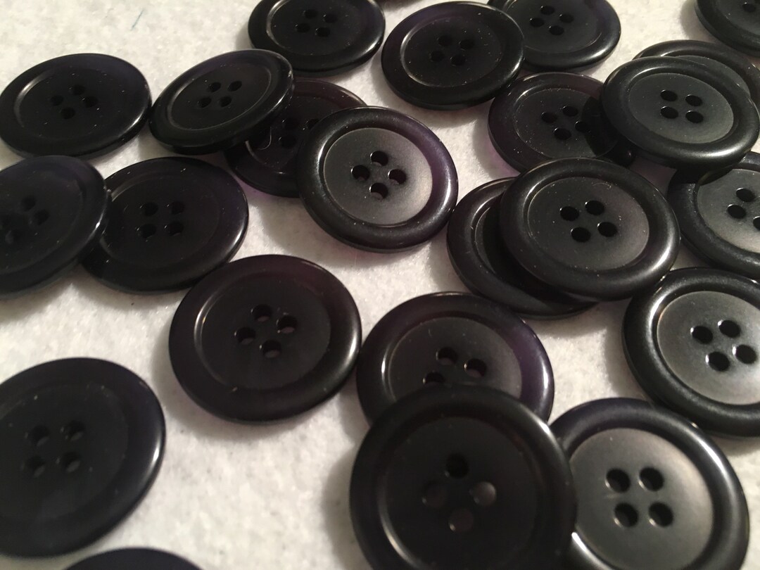 Medium Black Sewing Buttons Plastic Sewing Buttons 7/8 23mm Sewing ...