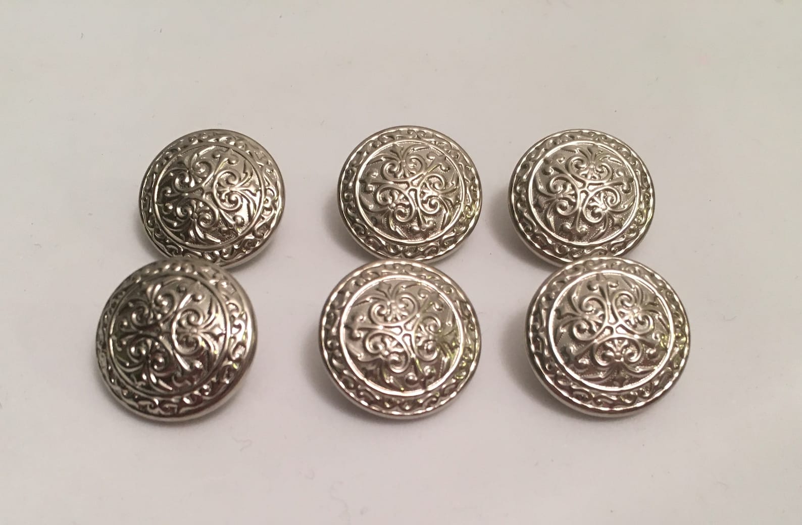 Silver buttons with textured design medium button design | Etsy