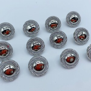 Silver Small Button Dome Shape Design With Decorative Edge Plastic ...