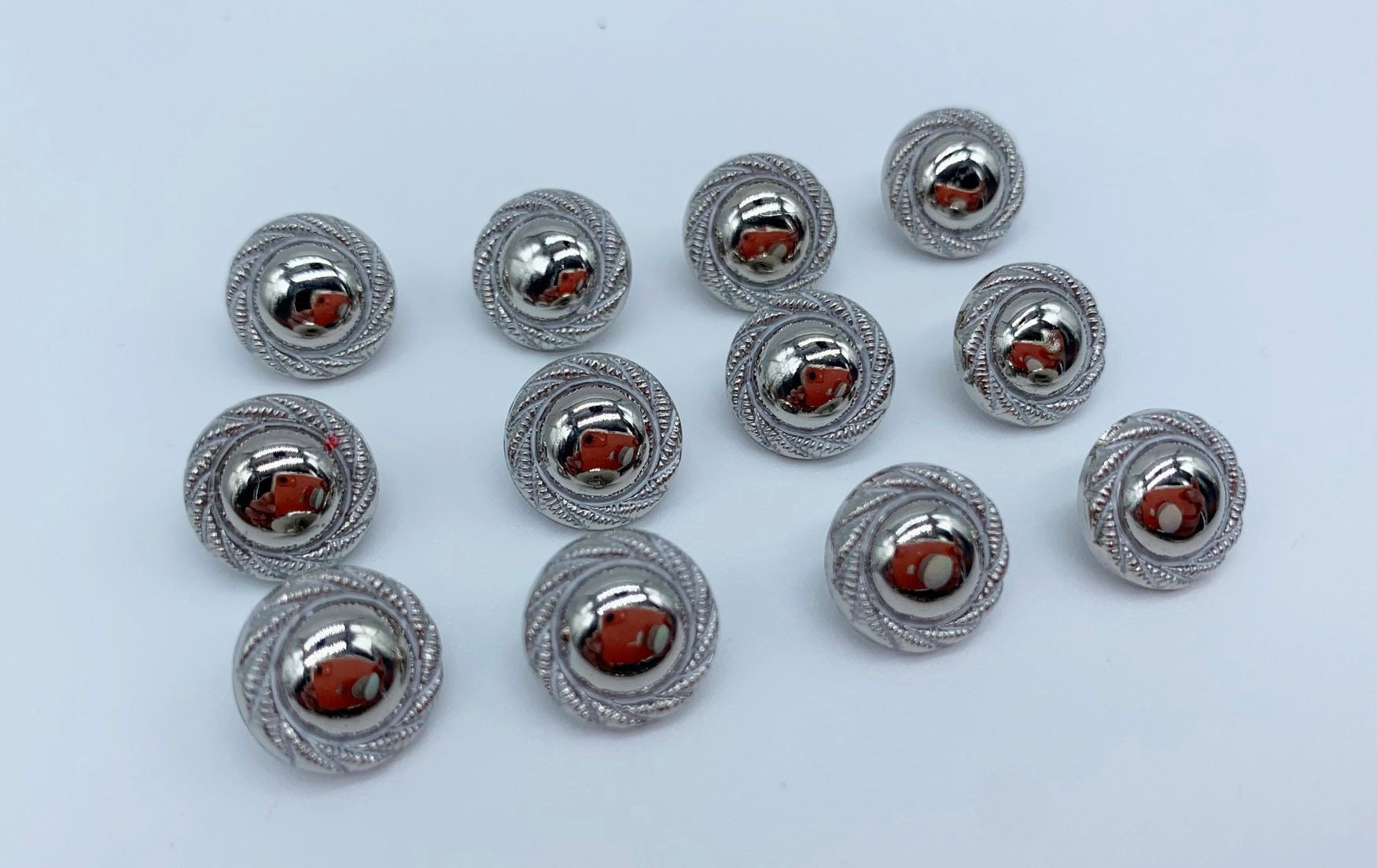 Silver Small Button Dome Shape Design With Decorative Edge Plastic ...