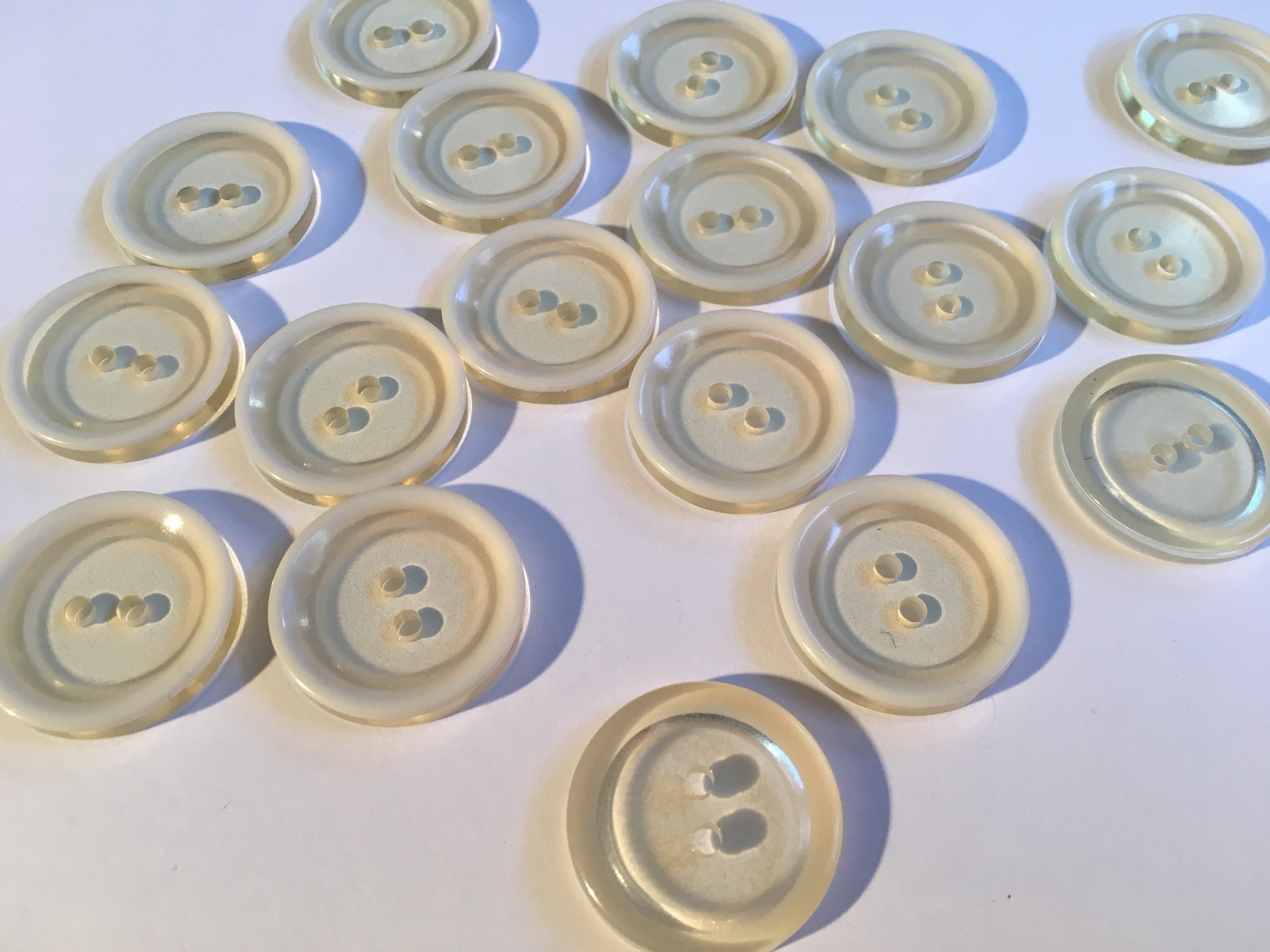 Medium buttons ivory clear 2 holebutton with white trimming | Etsy