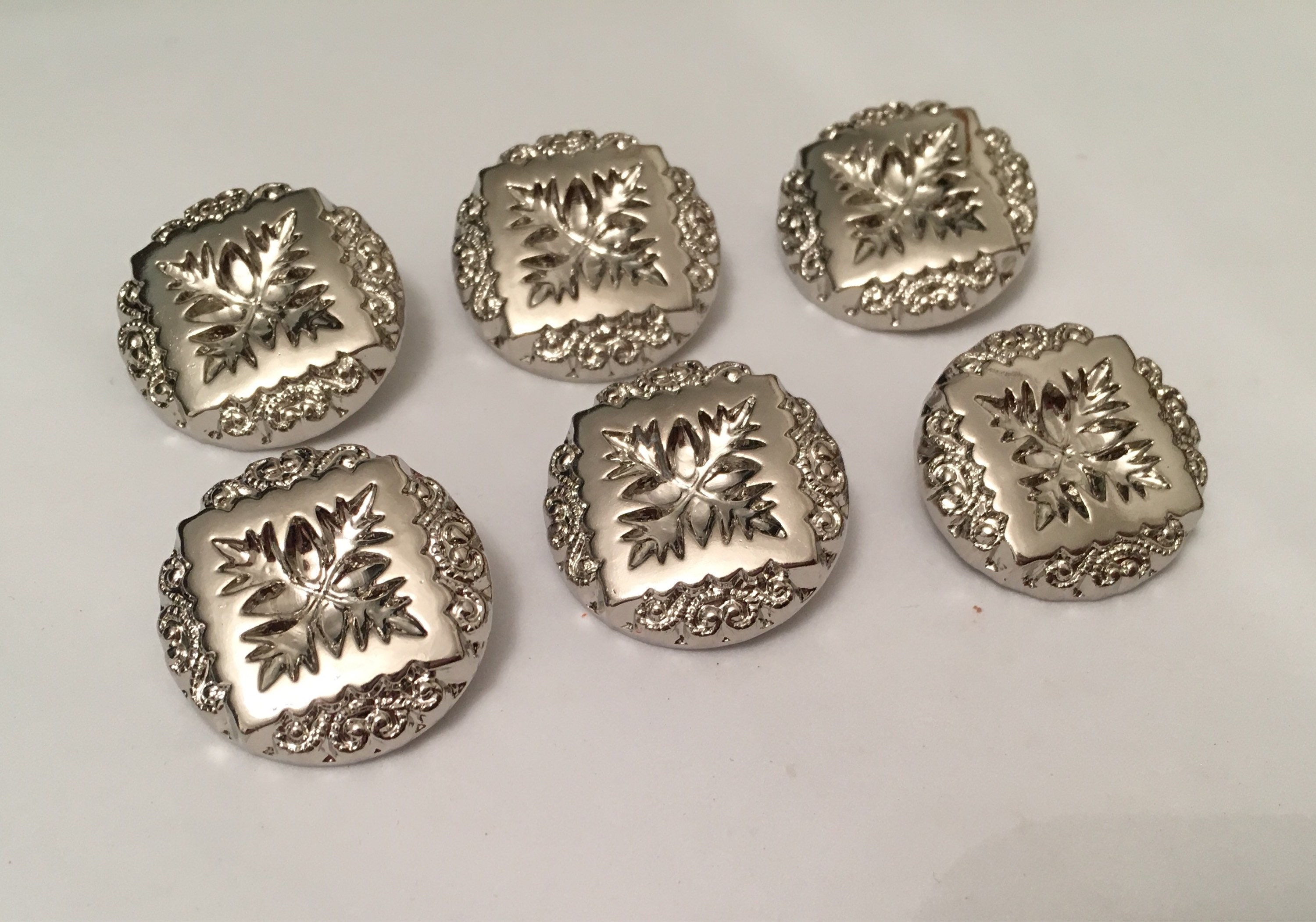 Silver Medium Button With Texture Design Button Plastic Sewing - Etsy