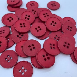 Small Red Sew Through Buttons Sewing Buttons 3/4 6 Sewing Buttons Matt ...