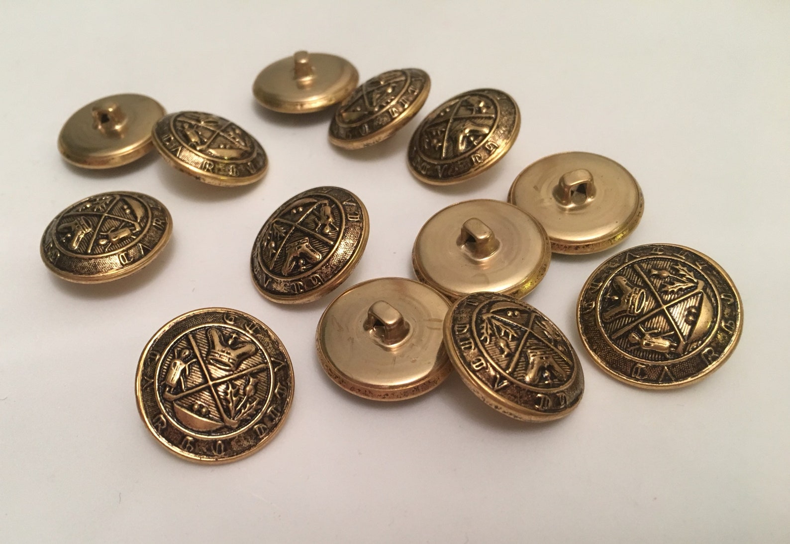 Gold button Medium gold buttons metal sewing buttons with | Etsy