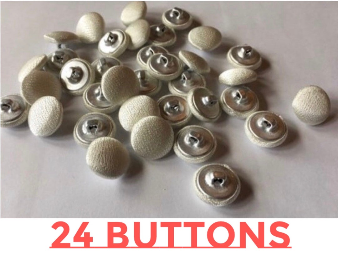 24 Ivory Crepe Back Satin Covered Buttons, Vest Buttons, Satin Covered ...
