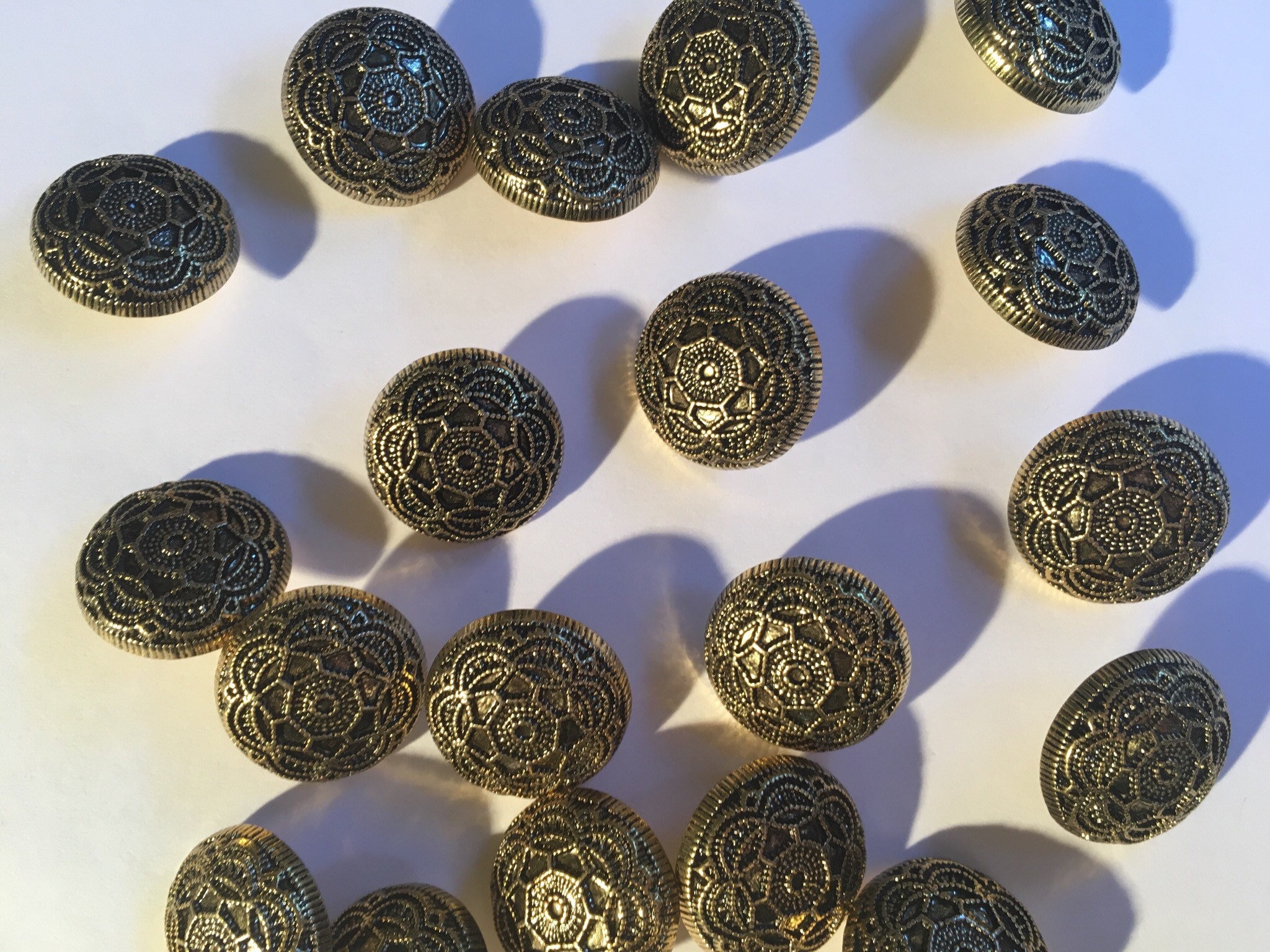 Medium button antique gold buttons almost bronze finish | Etsy