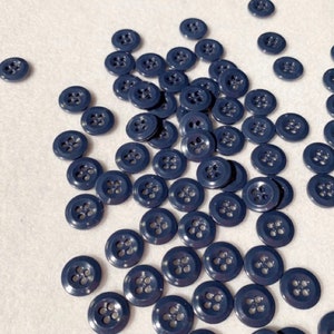 Small Denim Navy Button Finish 3/4" Inch Sewing Buttons, 12 Vintage Sew ...