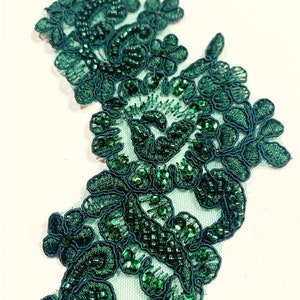 Hunter Green Beaded Applique, Beaded Aplique Lace Pair for Lyrical ...
