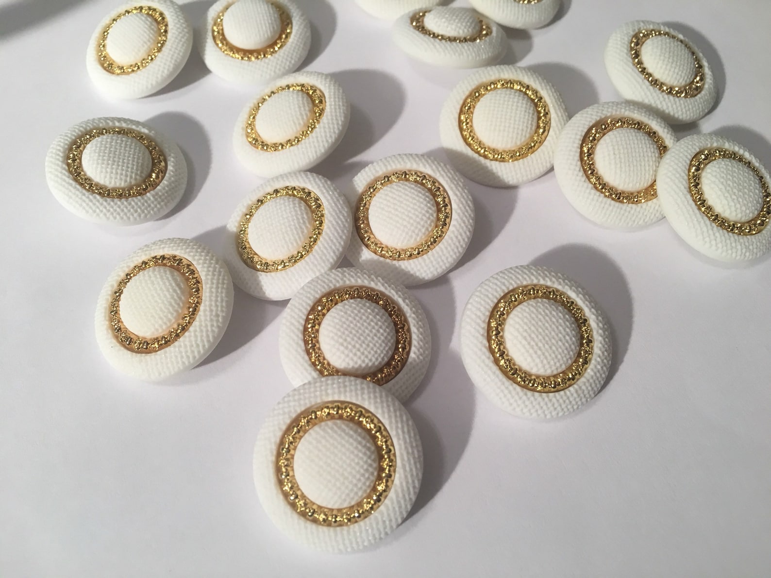 Medium Buttons White Buttons With Gold Button Center Plastic - Etsy