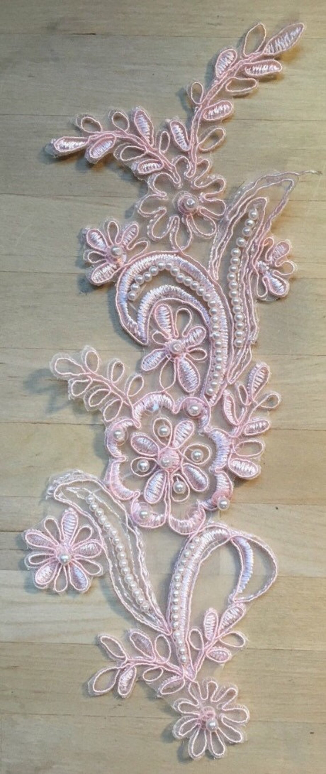 Peach Beaded Applique, Beaded Applique Lace Pair for Lyrical Dance ...
