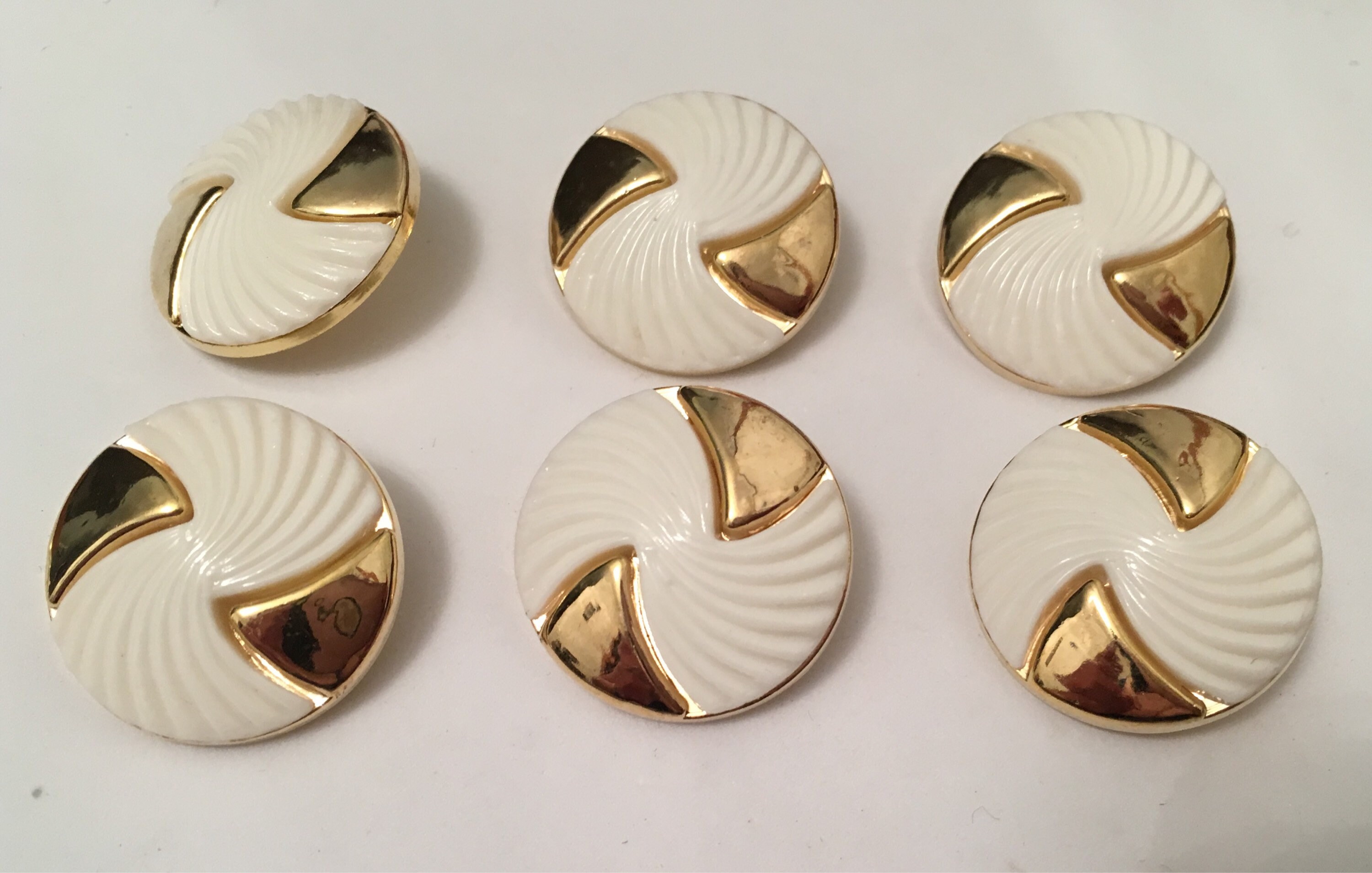 Medium White and Gold Sewing Buttons Plastic Sewing Buttons - Etsy