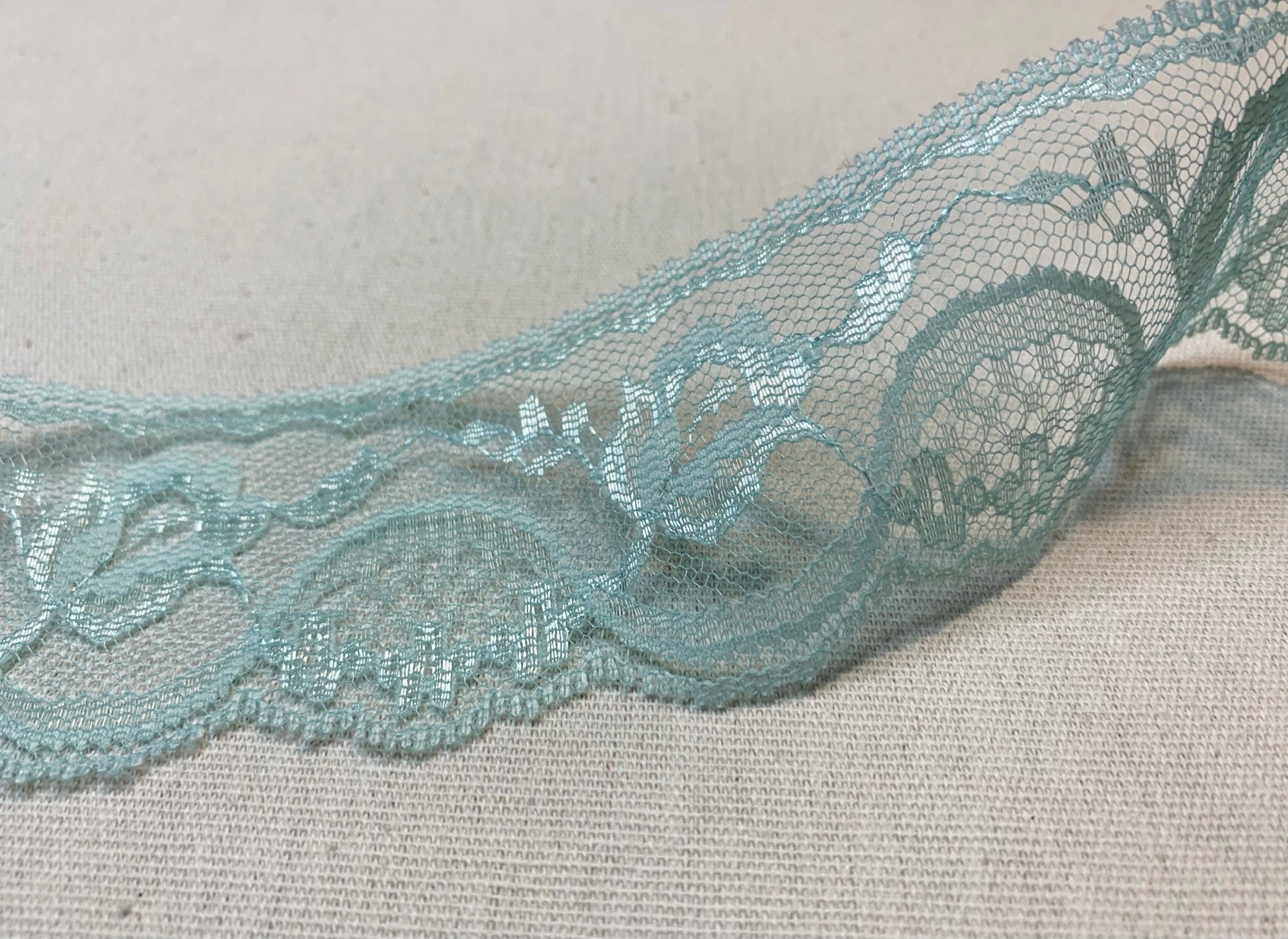 Domestic lace trim 2 light teal scalloped trim | Etsy
