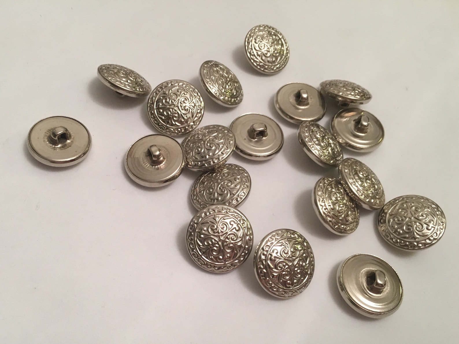 Silver buttons with textured design medium button design | Etsy