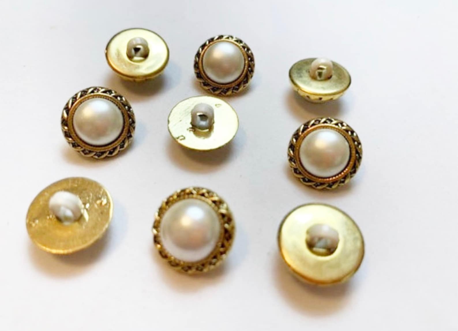 144 Sewing Buttons Small Pearl Buttons With Gold Trim Accent | Etsy