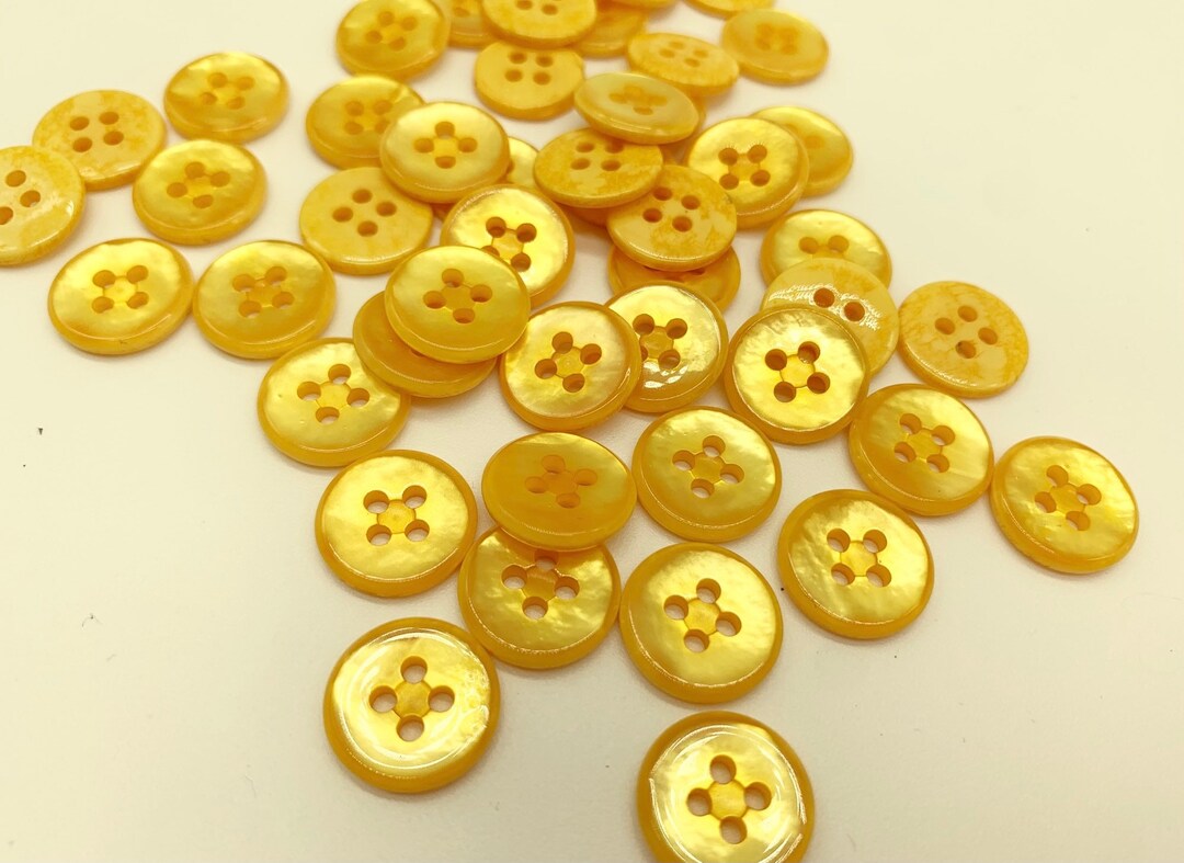 Small Button Golden Orange/yellow Shiny Finish Plastic Sewing Buttons 5 ...