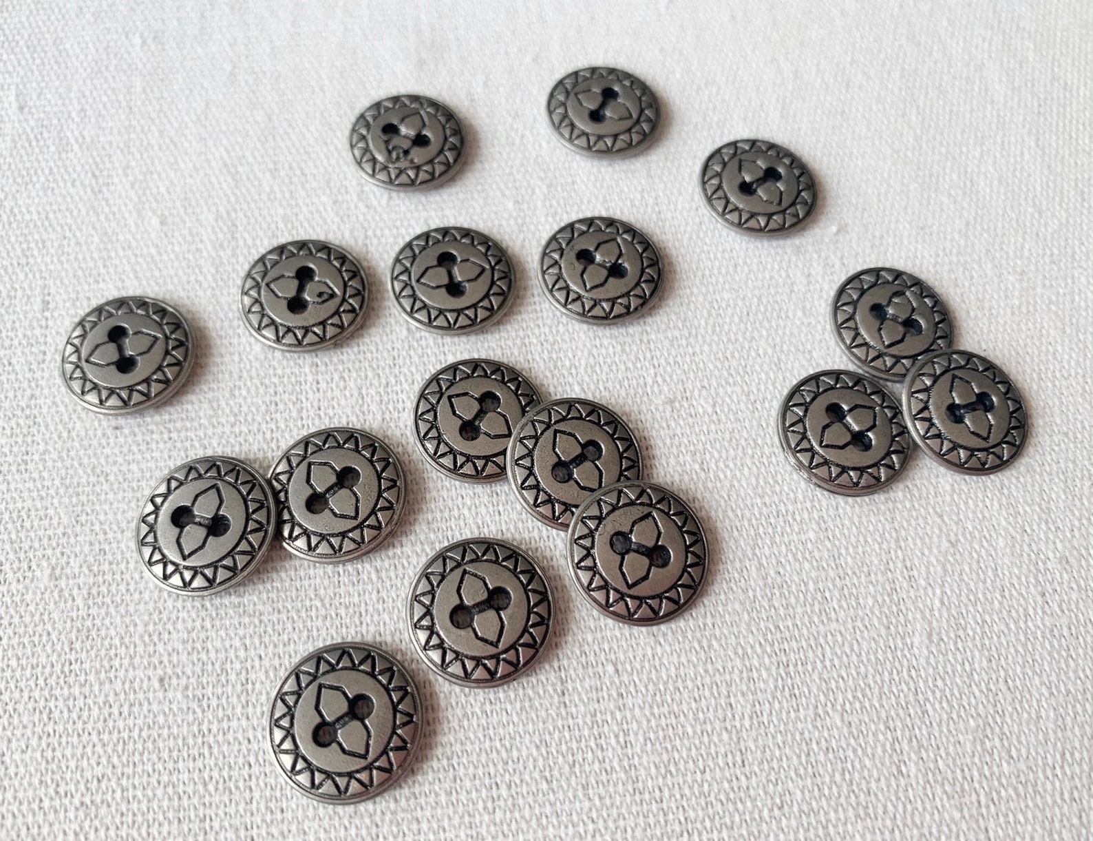 Silver medium button with decorative design button metal | Etsy