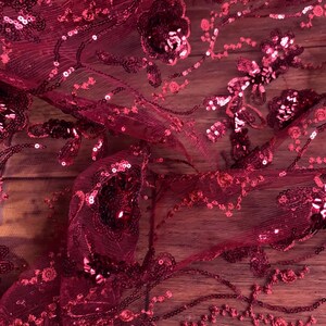 Wine Lace Sequin Lace in Floral Design Lace With Wine Sequins Perfect ...