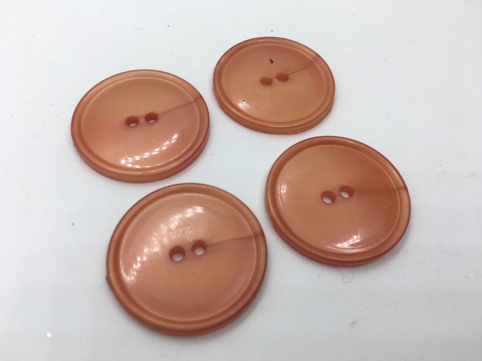 Medium Button in a Cream Orange Coral Plastic Sewing Buttons 1" 28mm ...
