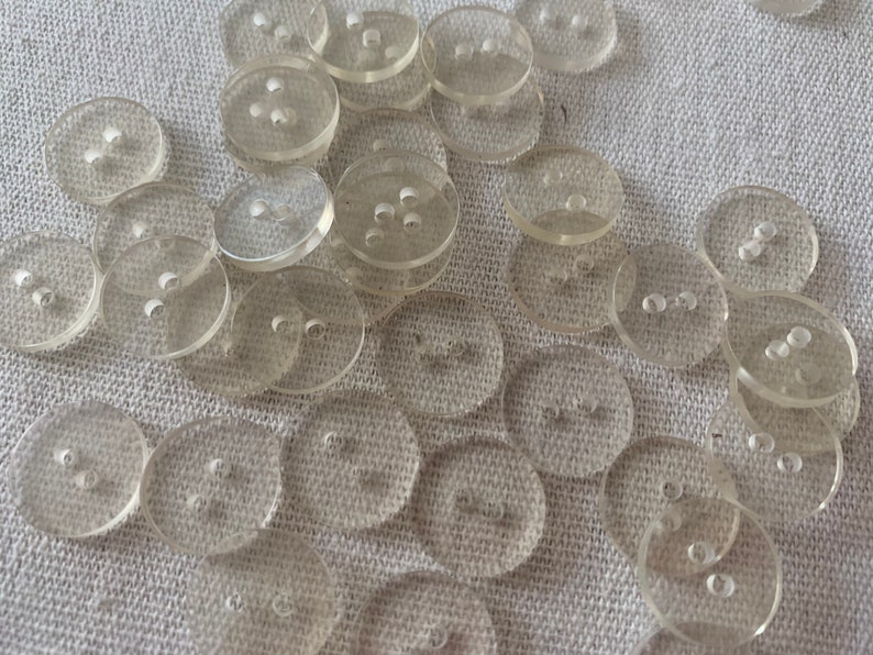 Small Buttons Clear 2 Hole Button Sewing Buttons 5/8” 16mm Vintage ...
