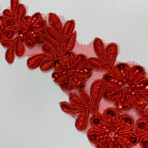 Red Beaded Applique, Beaded Aplique Lace Pair for Lyrical Dance ...