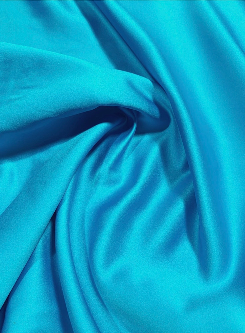 Baja Turquoise Satin, Bridal Fabric, Satin Lamour Baja Turquoise Lamour ...