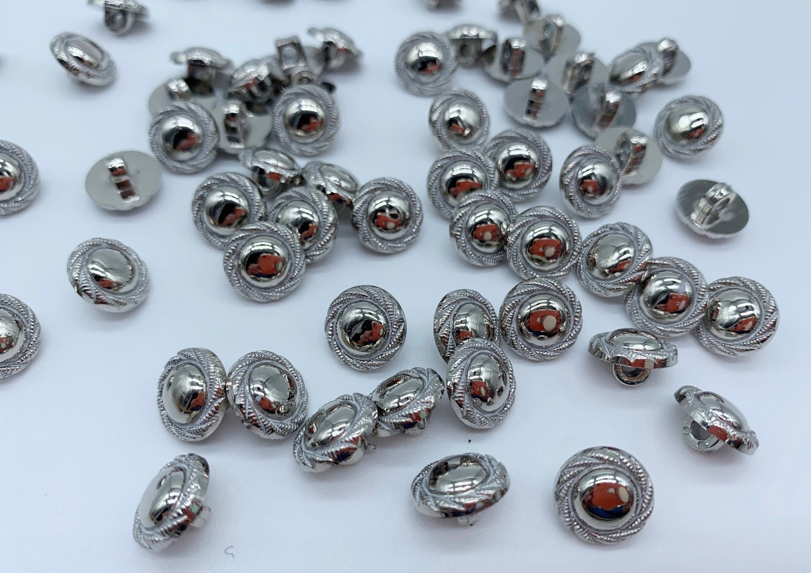 Silver Small Button Dome Shape Design With Decorative Edge - Etsy