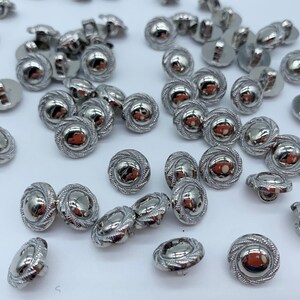 Silver Small Button Dome Shape Design With Decorative Edge Plastic ...