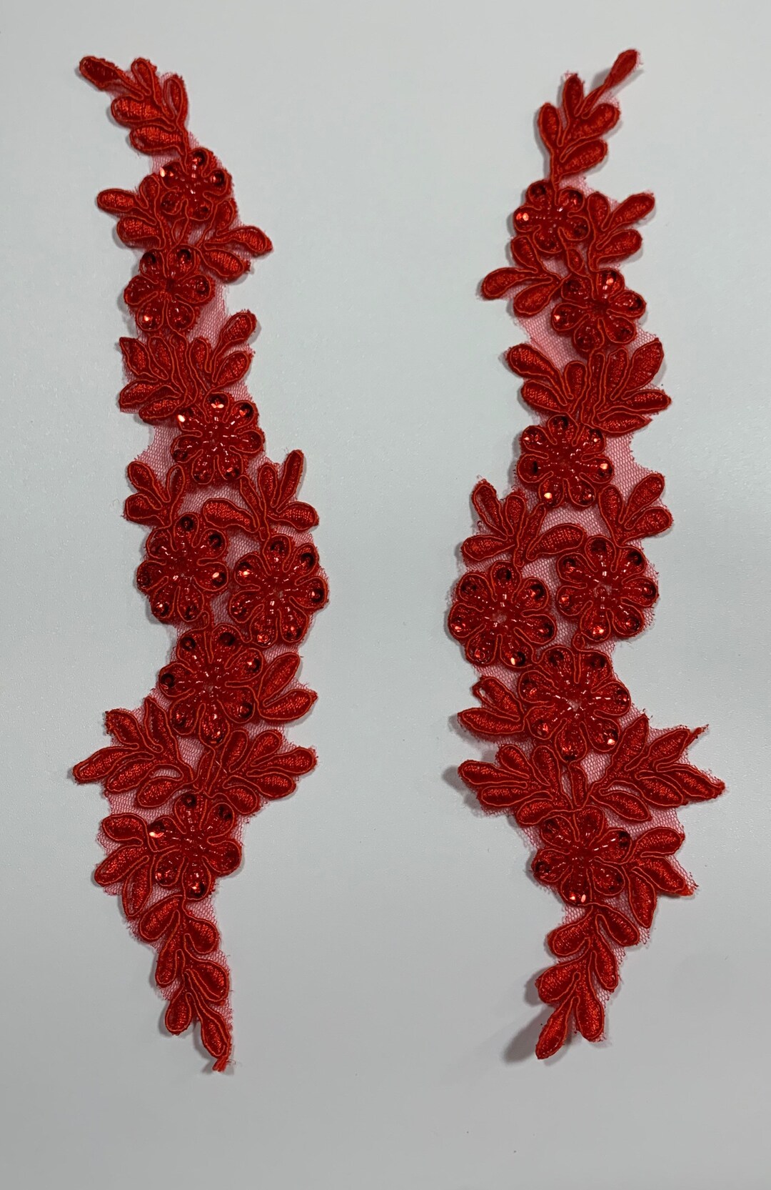 Red Beaded Applique, Beaded Aplique Lace Pair for Lyrical Dance ...