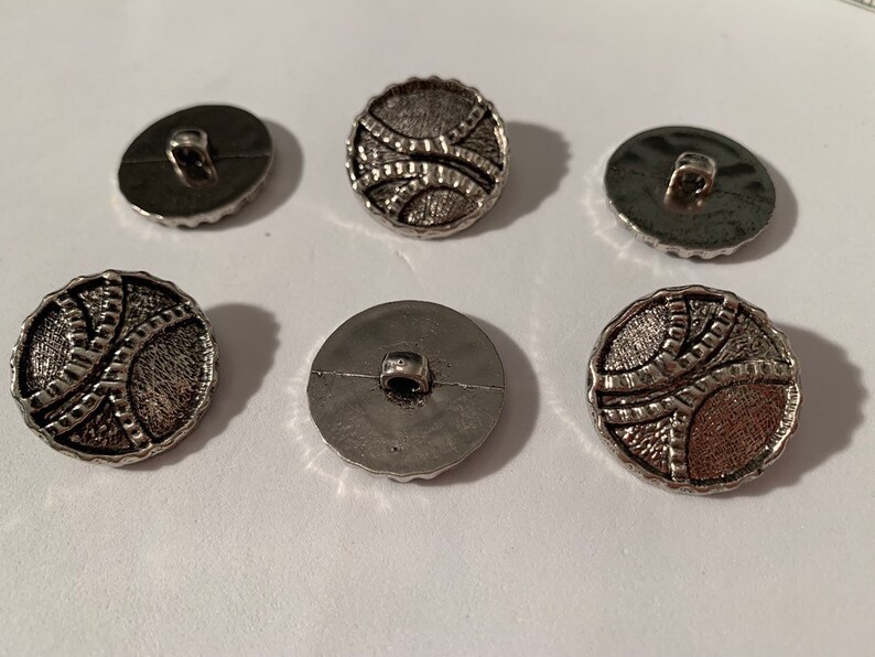 Silver Medium Button With Texture Design Button Plastic Sewing | Etsy