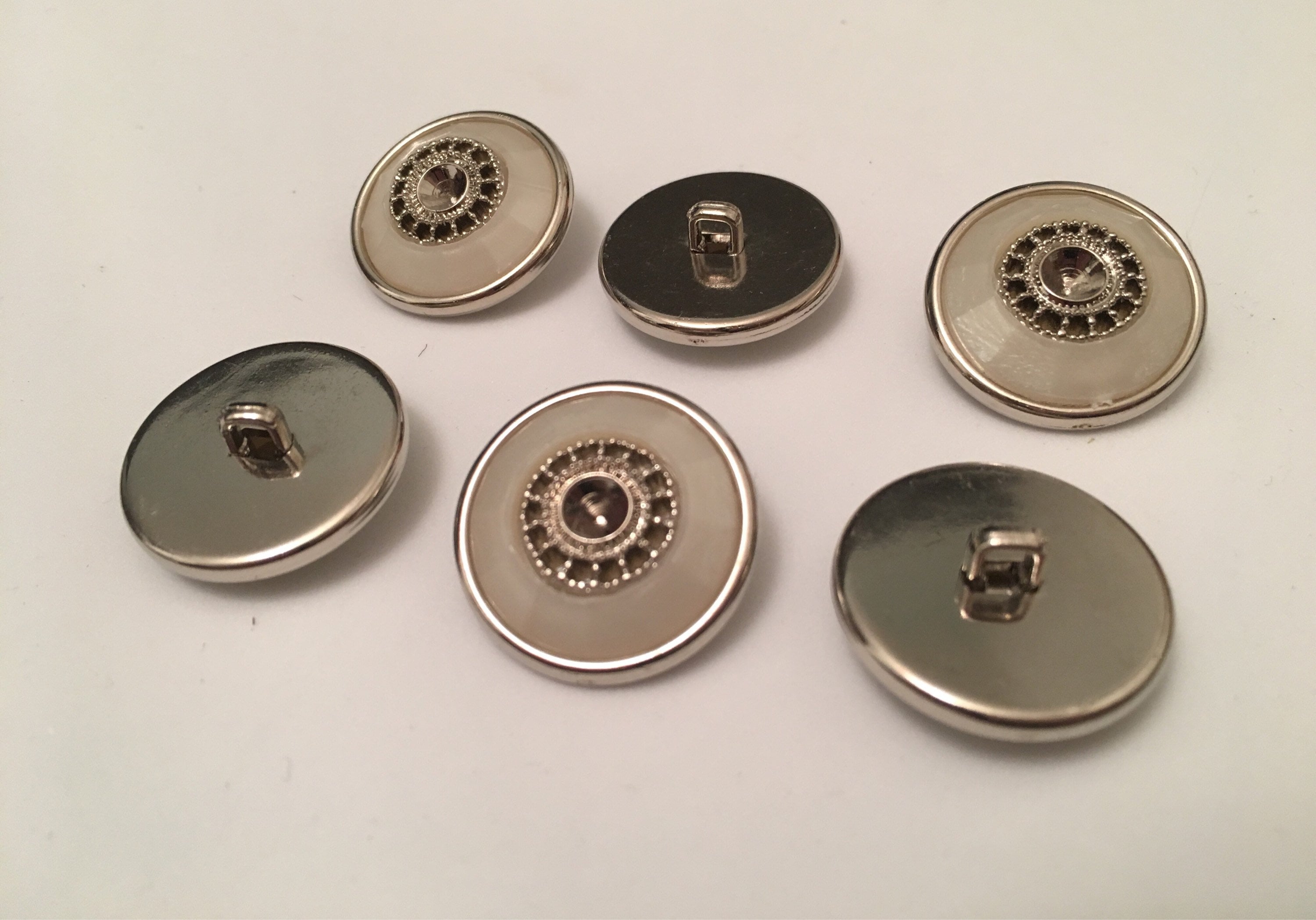 Silver gray buttons medium button silver edging with gray | Etsy