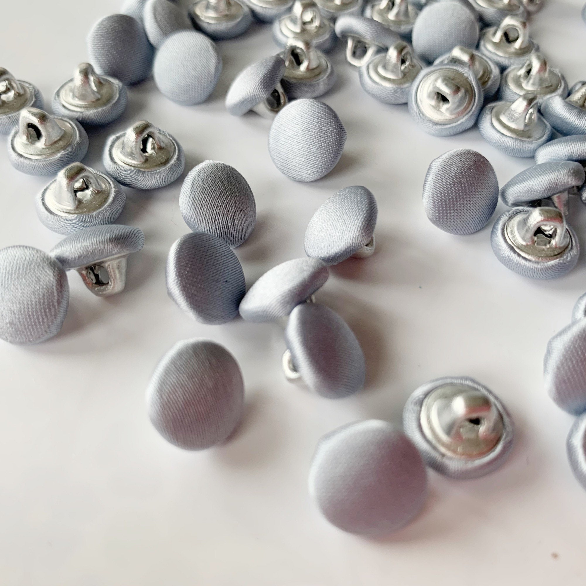 Bridal Buttons Satin Covered by the Dozen Color Silver Satin Metal ...