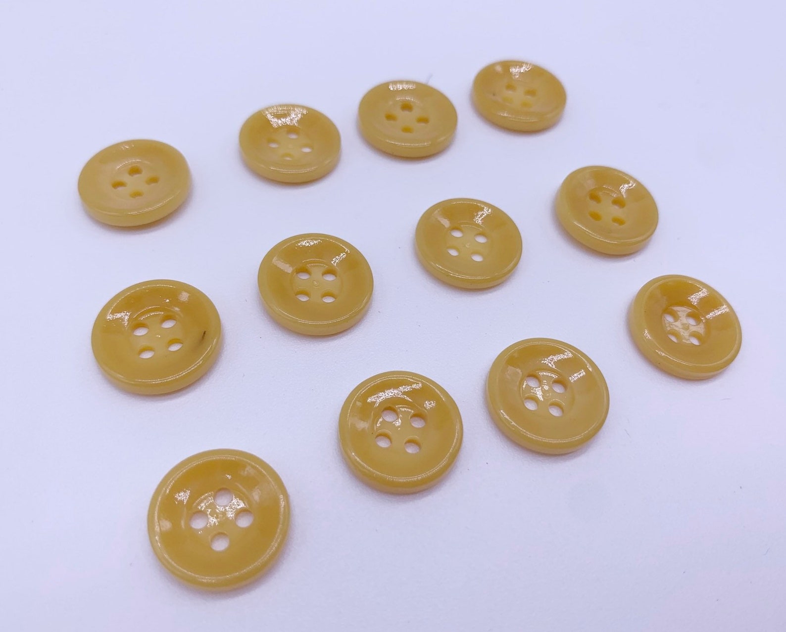 Small Button Mustard Yellow Shiny Finish Plastic Sewing Buttons 5/8 ...