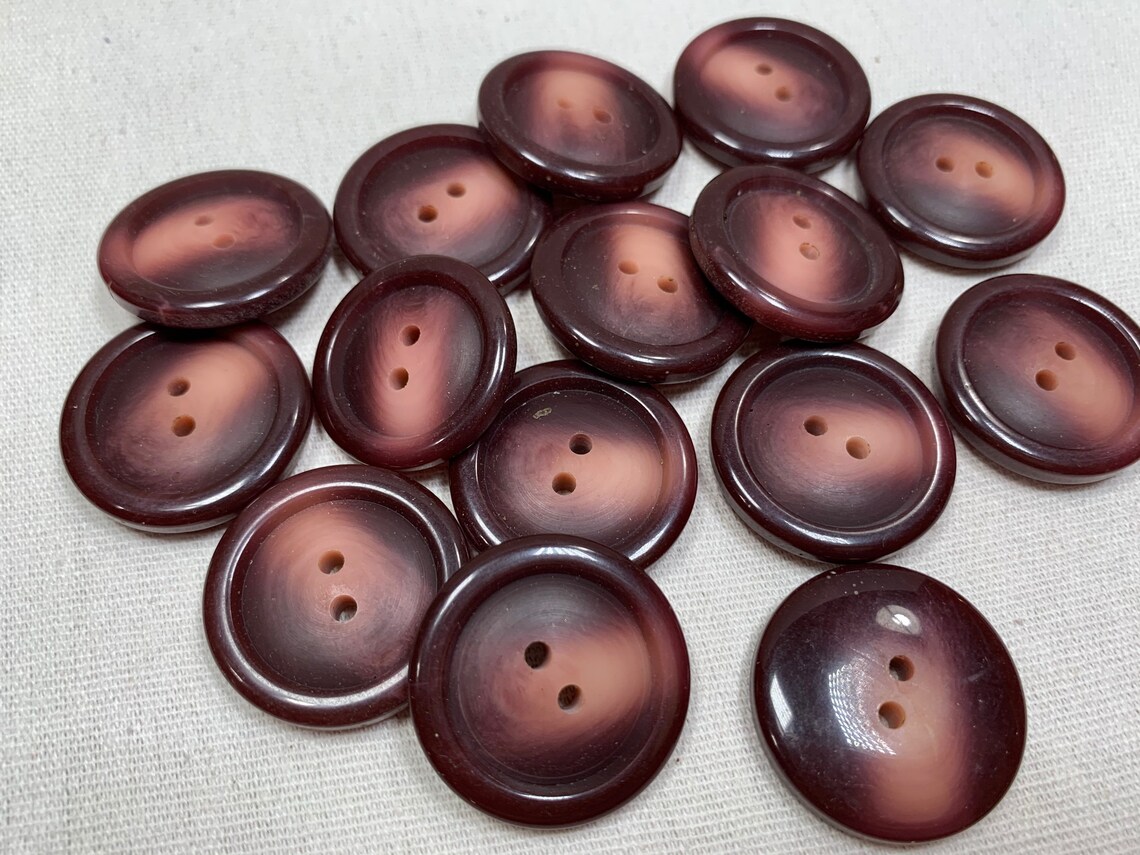 Large Burgundy Sew Through Buttons Sewing Buttons 1 1/8” 6 Sewing ...