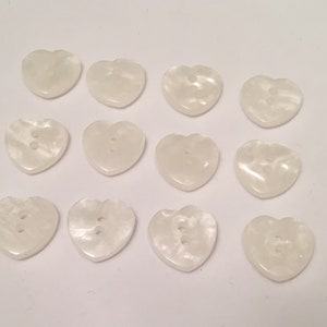 Small Heart Shape Buttons in White Marble Finish Buttons - Etsy